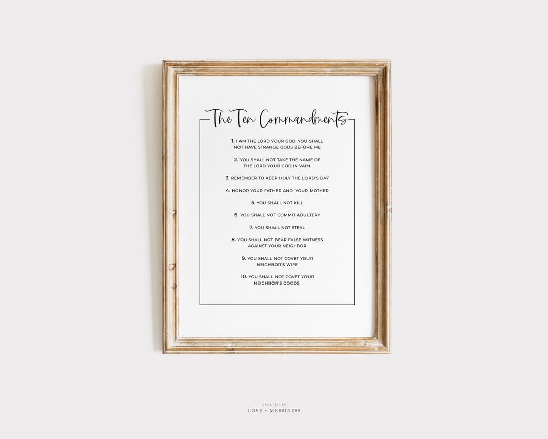 The 10 Commandments Printable Wall Art - Christian Wall Print, Catholic ...