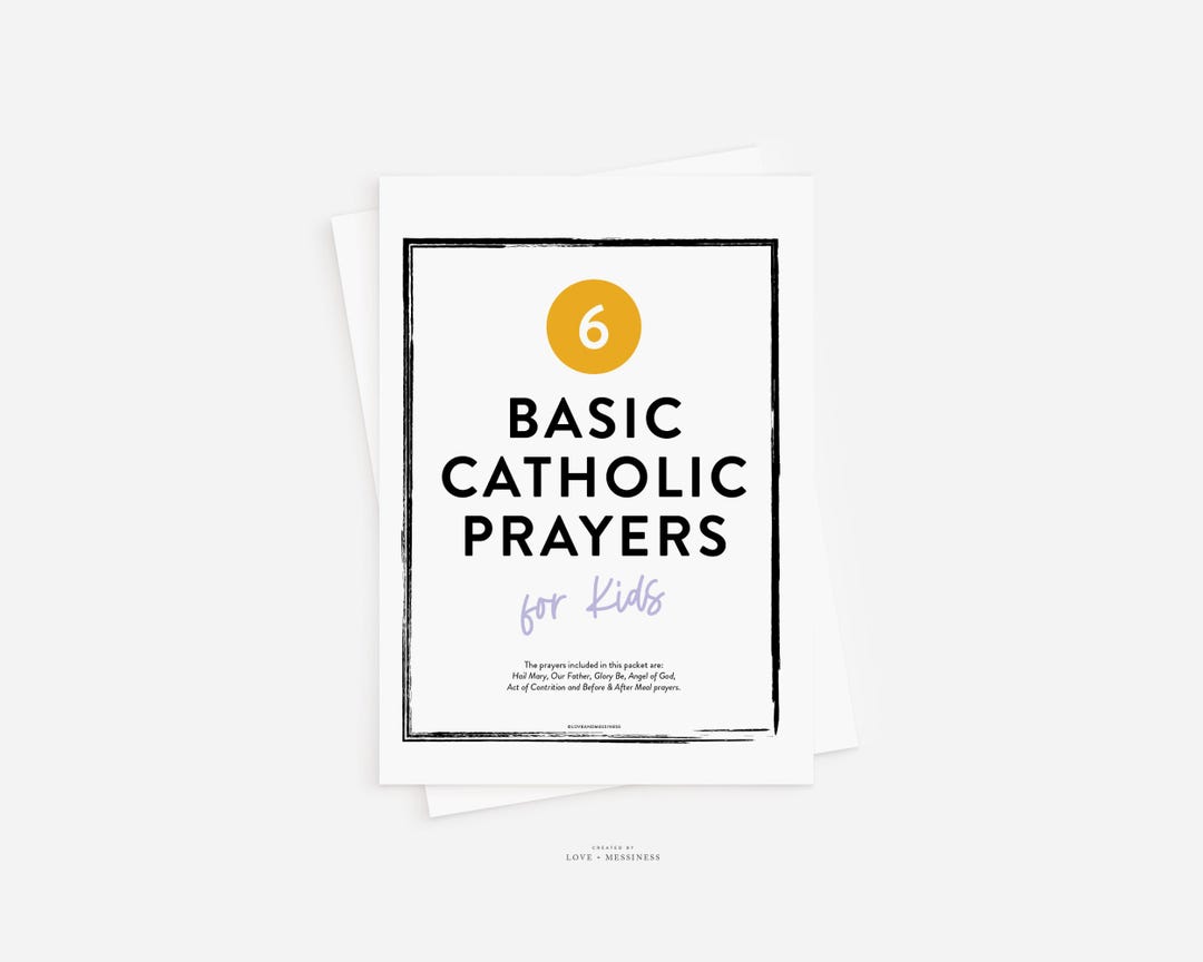 Children's Printable Prayers - Set of 6 Catholic Prayers, Printable ...