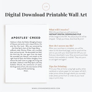 The Apostles Creed Prayer Printable - Apostles Creed Digital Download ...