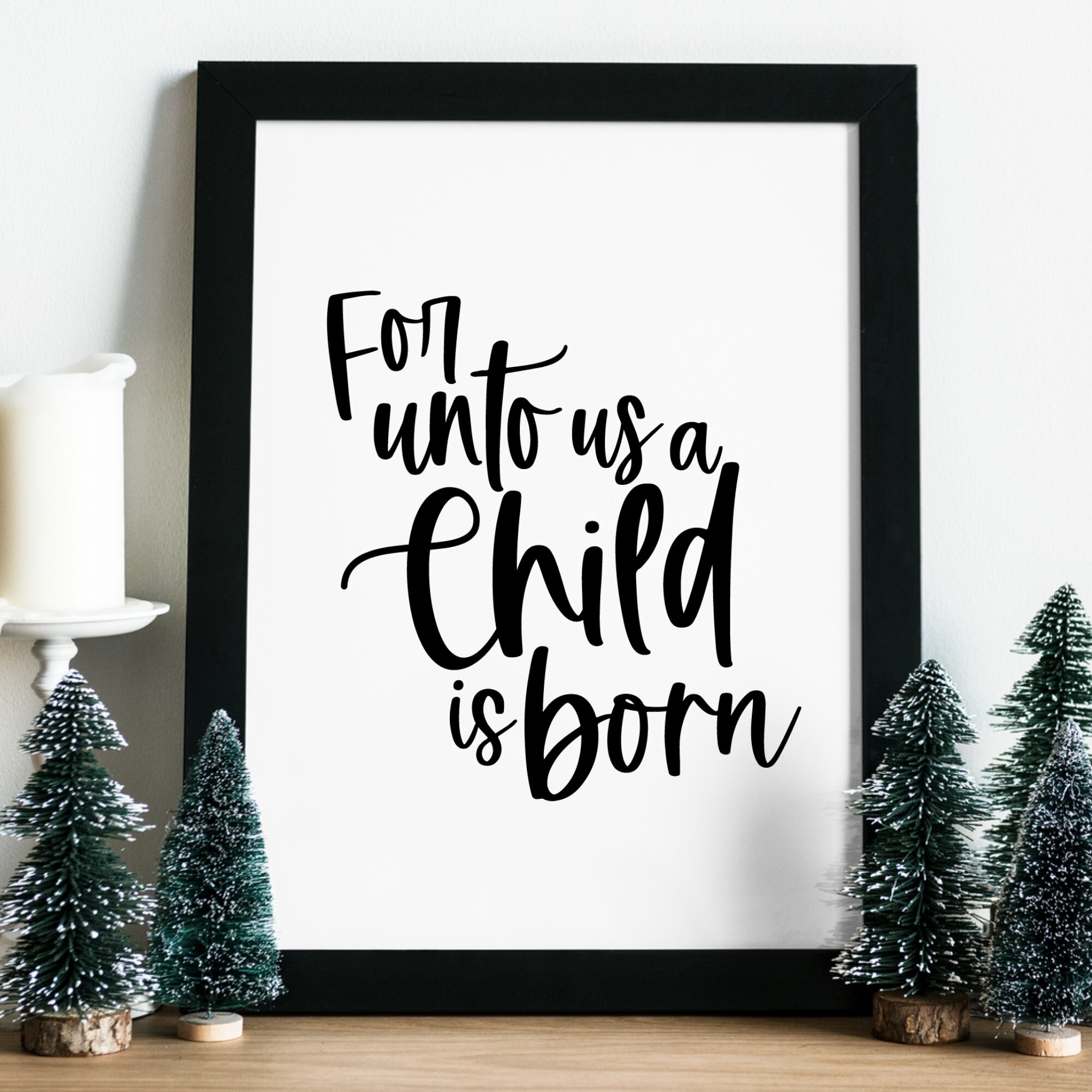 For Unto Us a Child is Born Printable Christmas Wall Art - Etsy