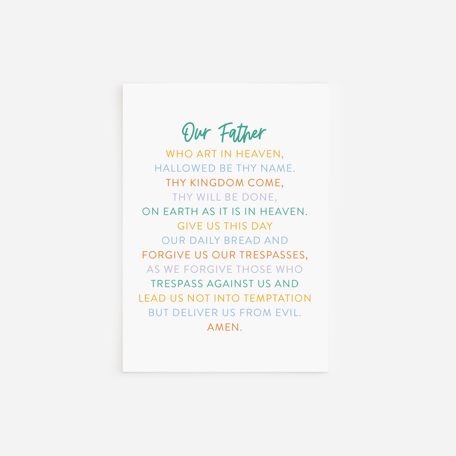 Our Father Prayer Printable for Kids the Lords Prayer for Kids, Catholic Kids Print, Homeschool ...