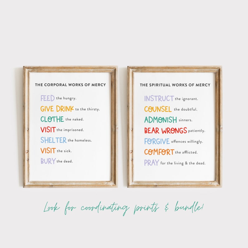 Catholic Homeschool Print - the Corporal Works of Mercy, Catholic Kids ...