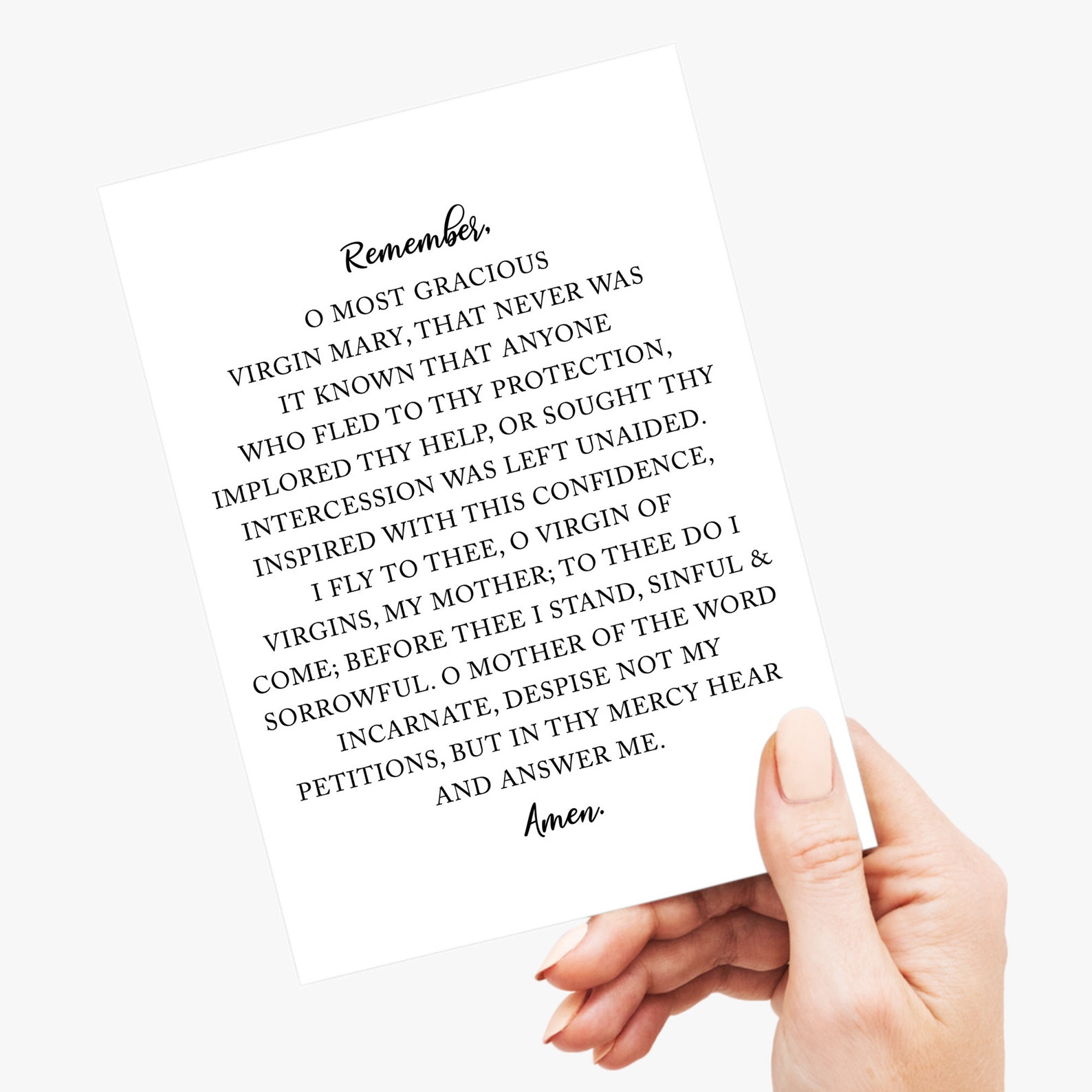 Memorare Prayer Printable -- Catholic Prayer, Blessed Virgin Mary ...