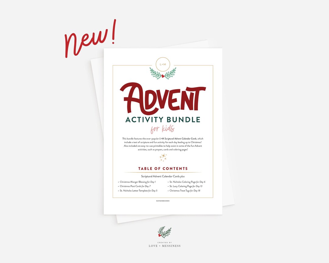 Advent Calendar Activity Bundle - Catholic Kids Advent Cards With ...