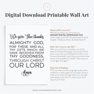 Grace After Meals Catholic Prayer Printable -- Catholic Home Decor ...