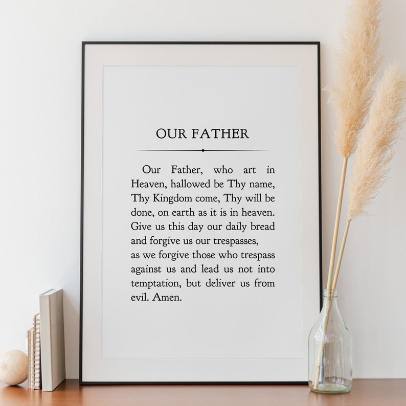 Our Father Prayer Printable the Lords Prayer Art Print | Etsy