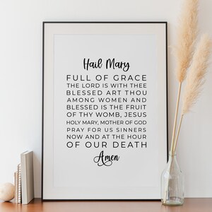 Hail Mary Prayer Printable -- Hail Mary Printable Art, Ave Maria Prayer ...