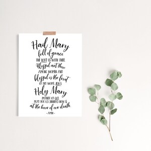 Hail Mary Printable Catholic Prayer -- Catholic Home Decor, Catholic ...