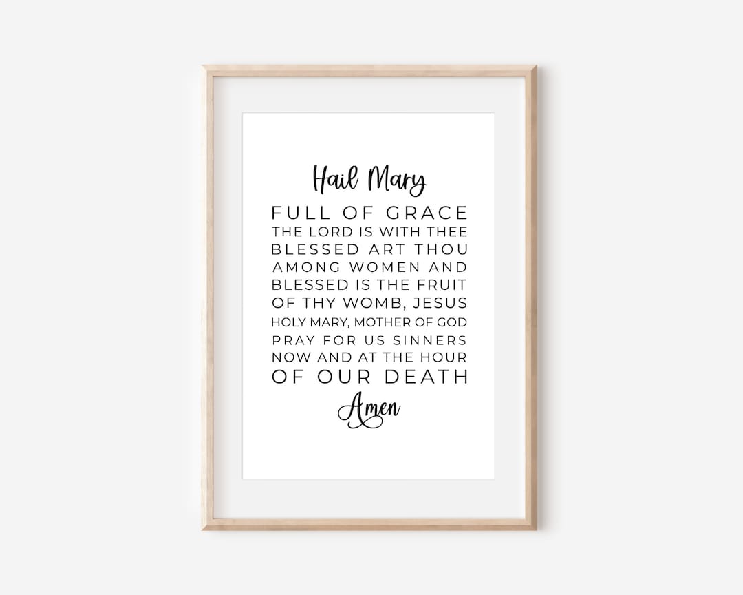 Hail Mary Prayer Printable Hail Mary Printable Art, Ave Maria Prayer ...
