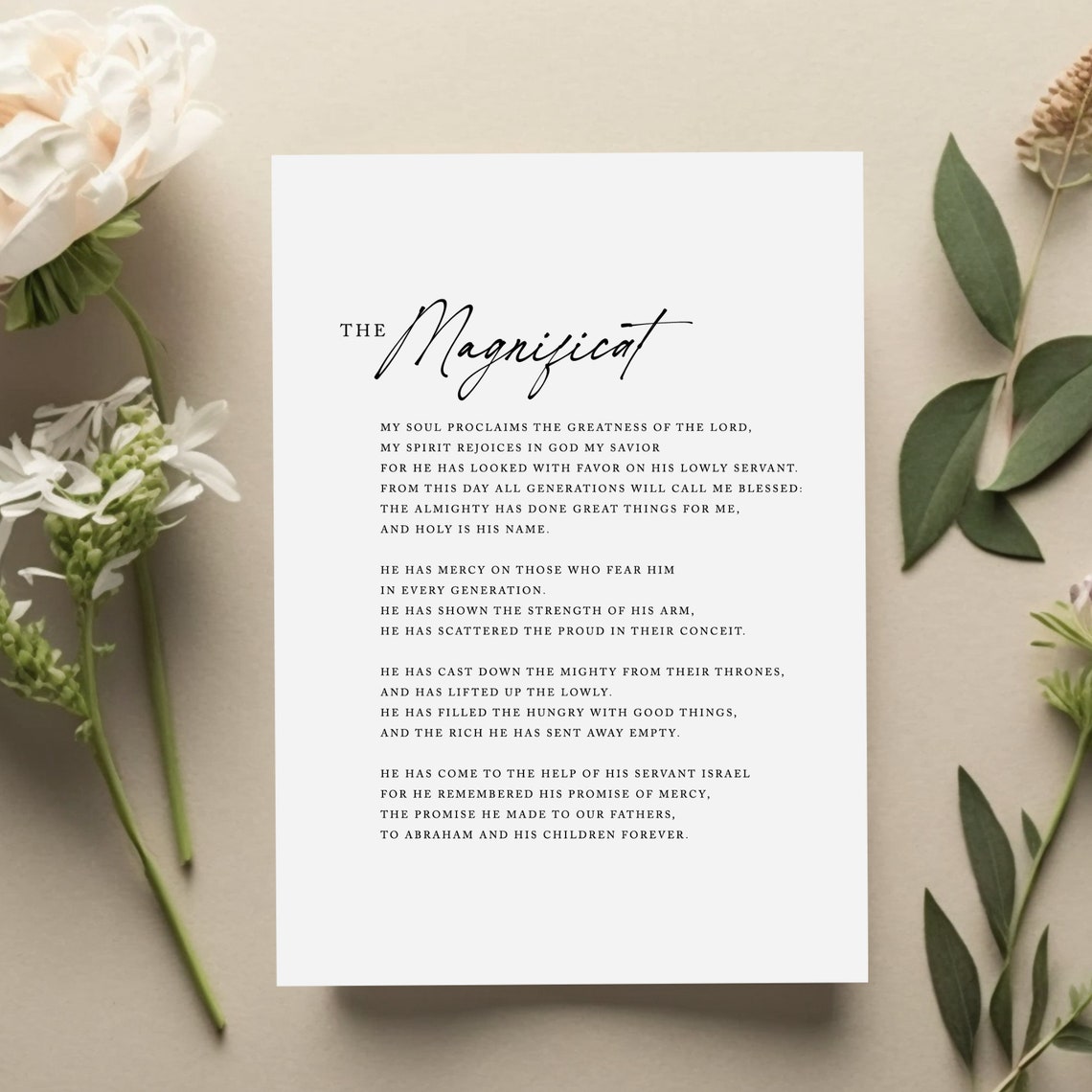 The Magnificat Prayer Printable -- Canticle of Mary Prayer, Marian ...