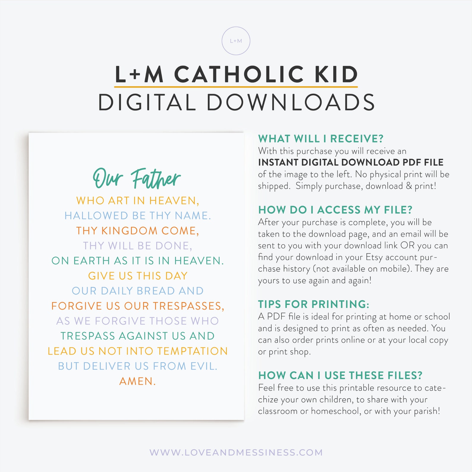 Our Father Prayer Printable for Kids the Lords Prayer for Kids ...