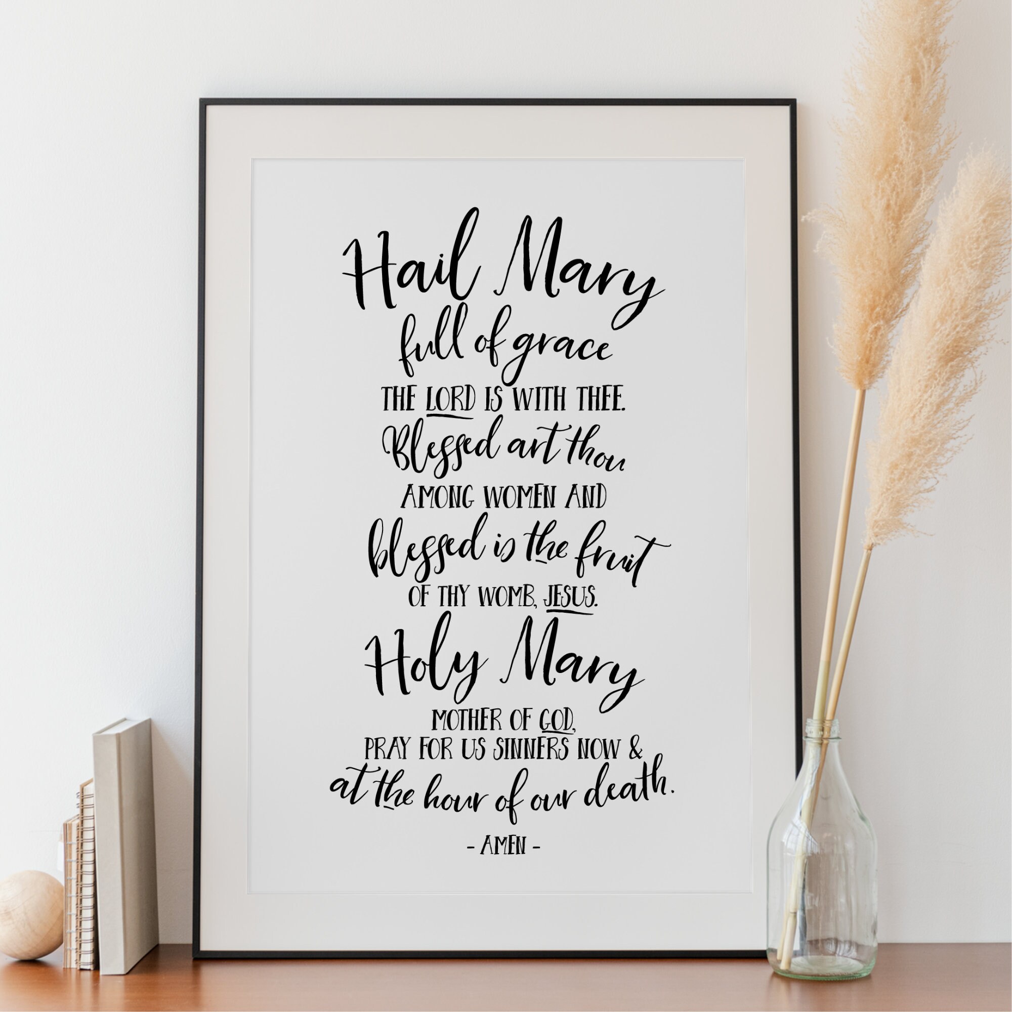 Hail Mary Printable Catholic Prayer -- Catholic Home Decor, Catholic ...
