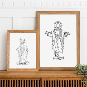 Jesus Line Art Printable Black & White Jesus Wall Art, Hand Drawn Jesus ...