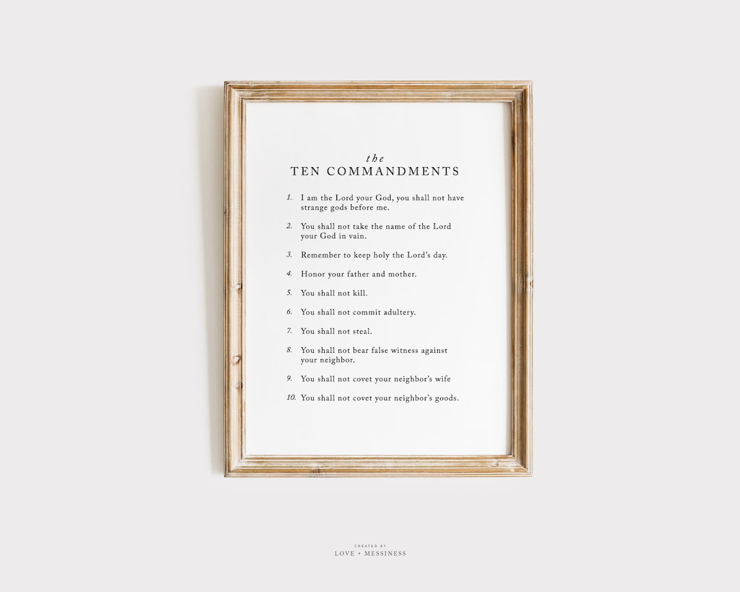 10 Commandments Vintage Style Printable Wall Art - Christian Wall Print ...