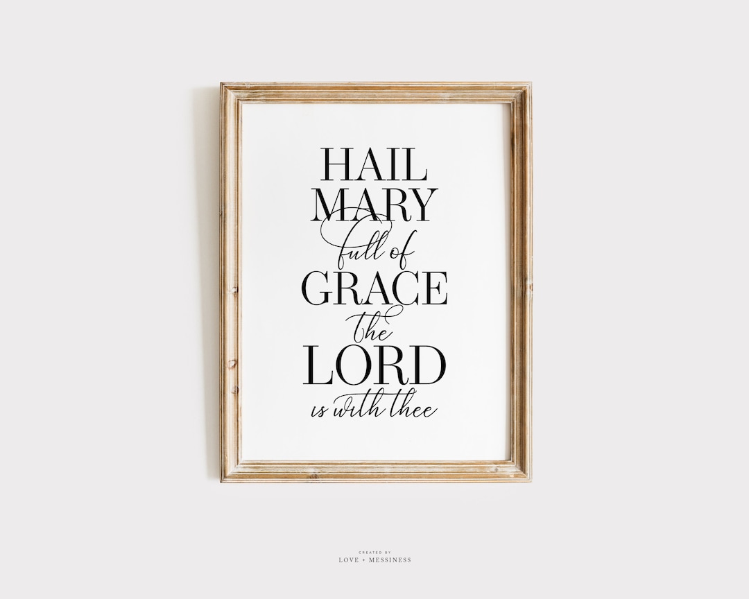 Hail Mary Prayer Printable Wall Art -- Catholic Home Decor, Hail Mary ...