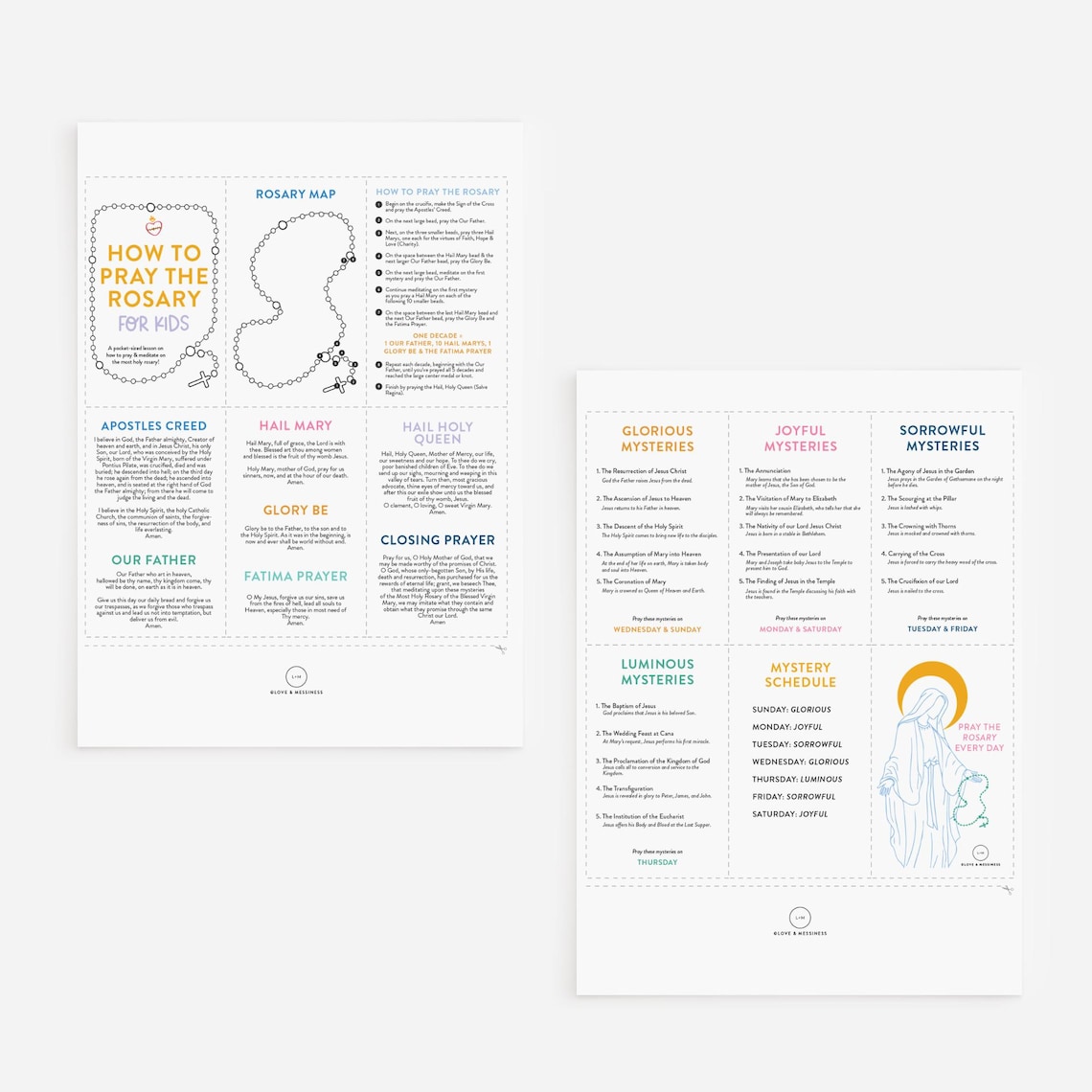 Catholic Rosary Prayer Cards for Kids – Printable PDF Packet - Etsy