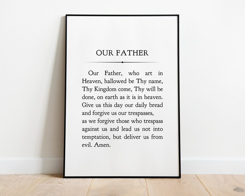 Our Father Prayer Printable the Lords Prayer Art Print | Etsy