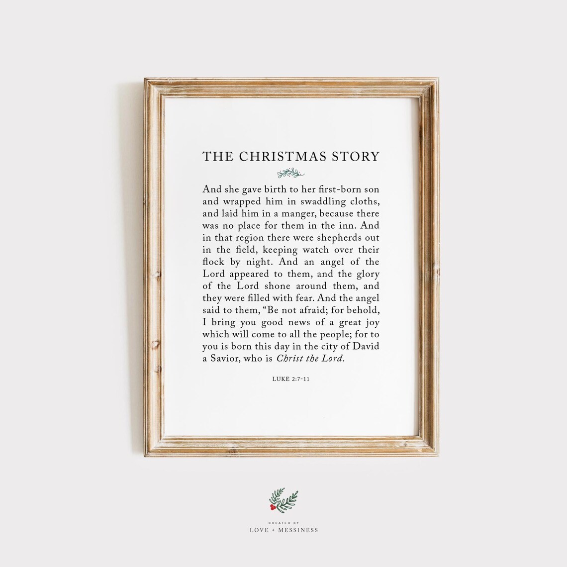 Christmas Scripture Printable Wall Art - Luke 2 Bible Quote Print ...
