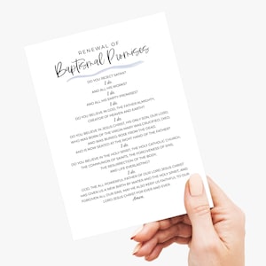 Baptism Printable - Baptismal Promises, Baptism Renewal, Catholic ...