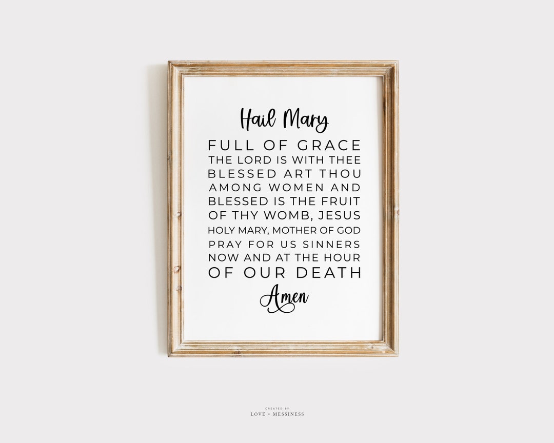 Hail Mary Prayer Printable -- Hail Mary Printable Art, Ave Maria Prayer ...