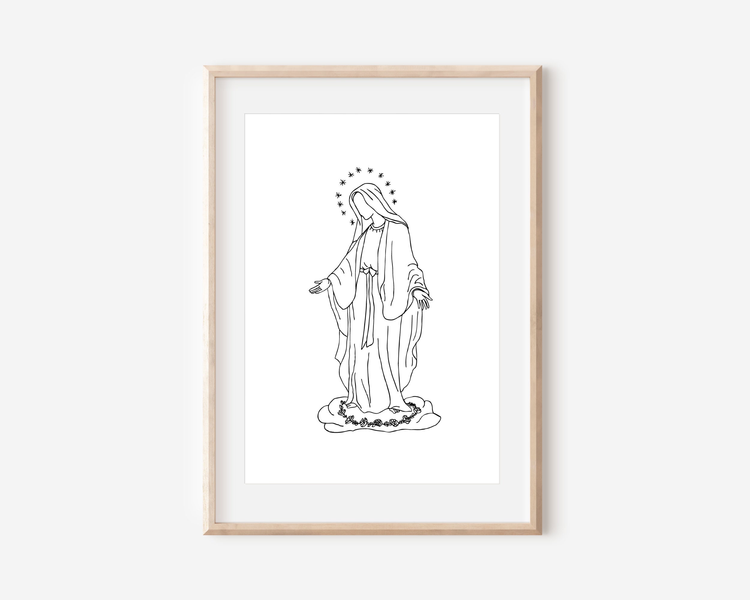 Virgin Mary Outline Tattoo