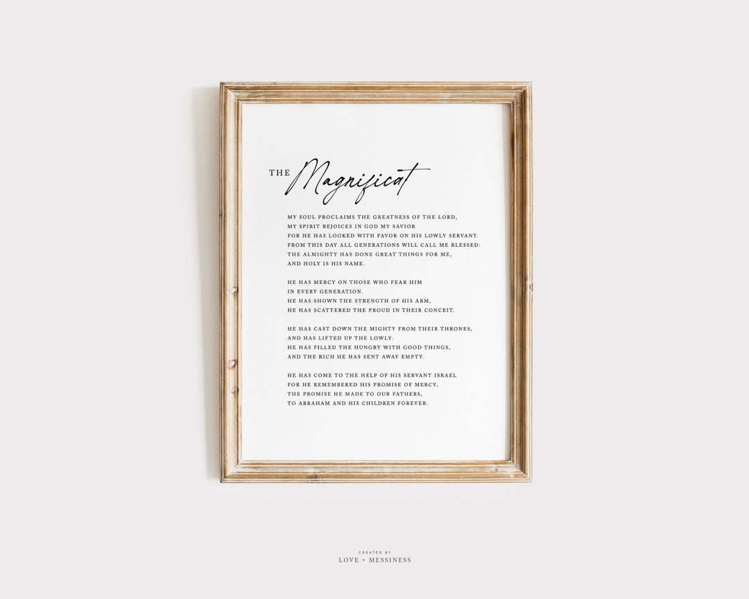 The Magnificat Prayer Printable -- Canticle of Mary Prayer, Marian ...