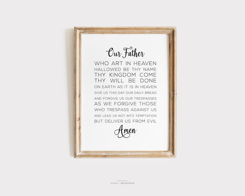 Our Father Prayer Printable -- the Lords Prayer Printable Art ...
