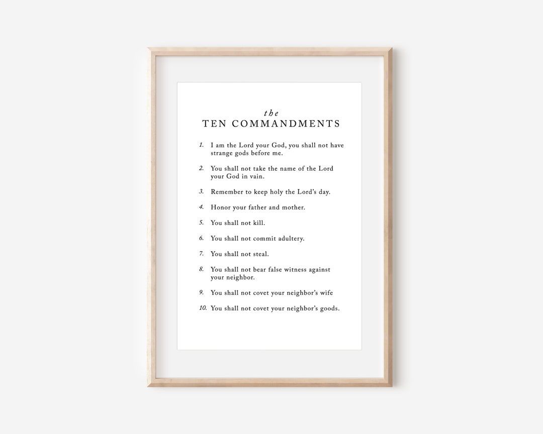 10 Commandments Vintage Style Printable Wall Art Christian Wall Print ...