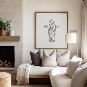 Jesus Line Art - Printable Black & White Jesus Wall Art, Hand Drawn ...