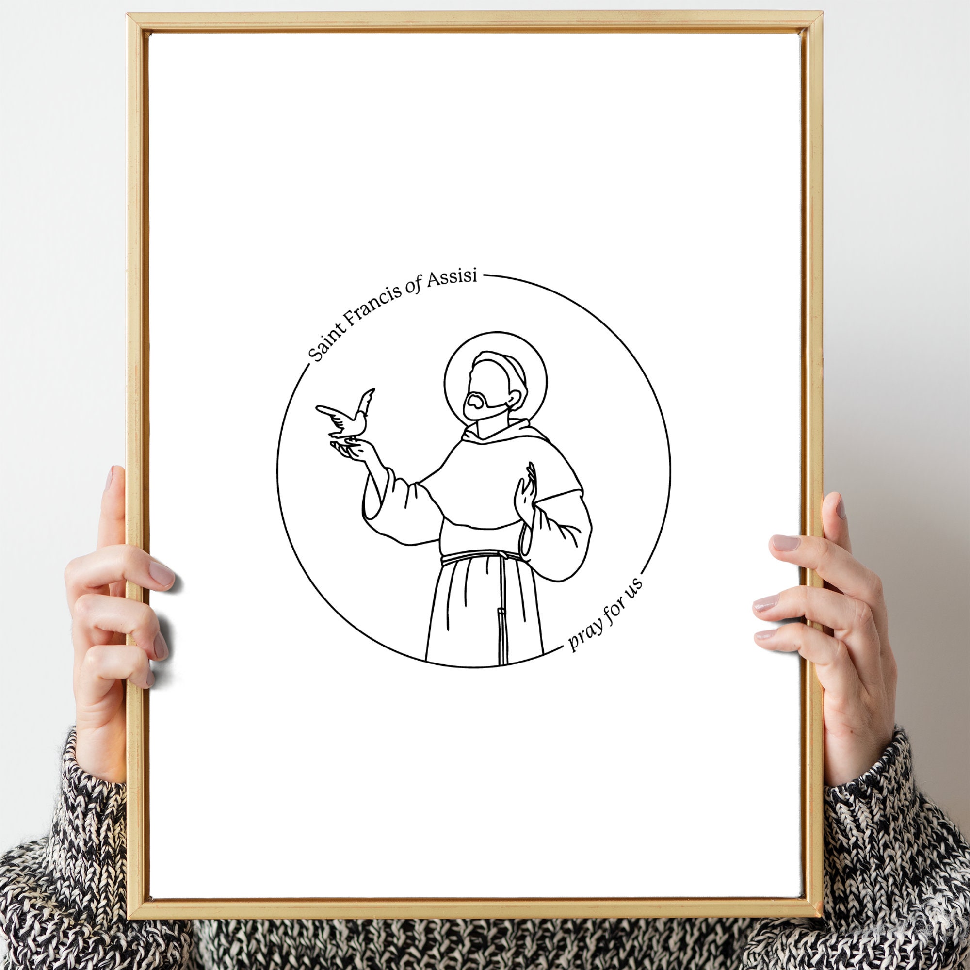 St Francis of Assisi Printable Wall Art -- Catholic Saint Illustration ...