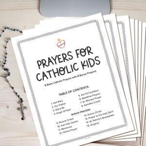 Prayers for Catholic Kids Printable Prayer Packet -- Beginner Catholic ...