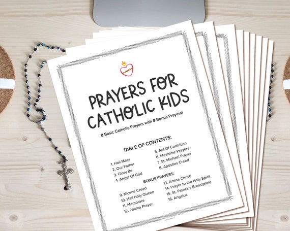 Prayers for Catholic Kids Printable Prayer Packet Beginner | Etsy