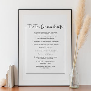 The 10 Commandments Printable Wall Art - Christian Wall Print, Catholic ...