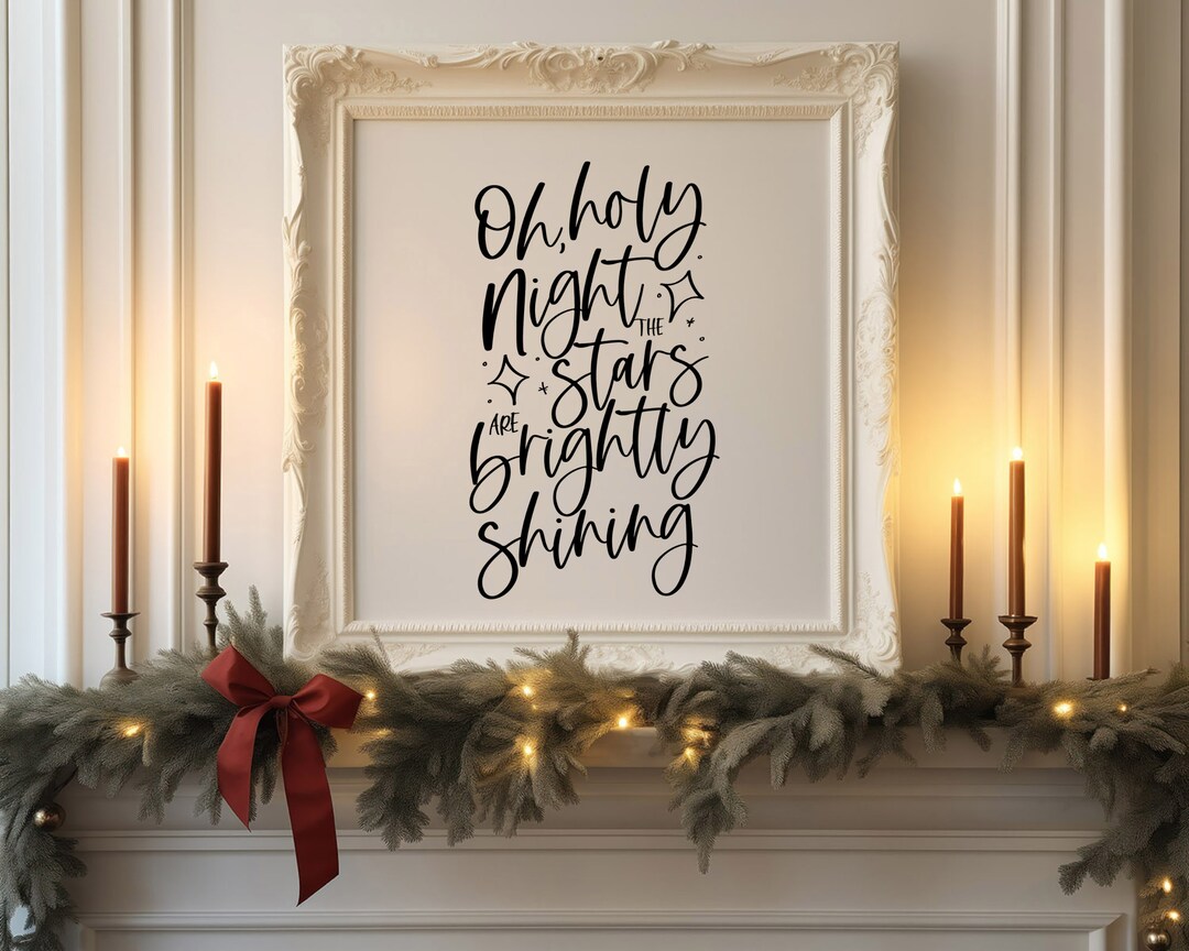 Oh Holy Night Christmas Printable - Christmas Wall Art Print, Christian ...