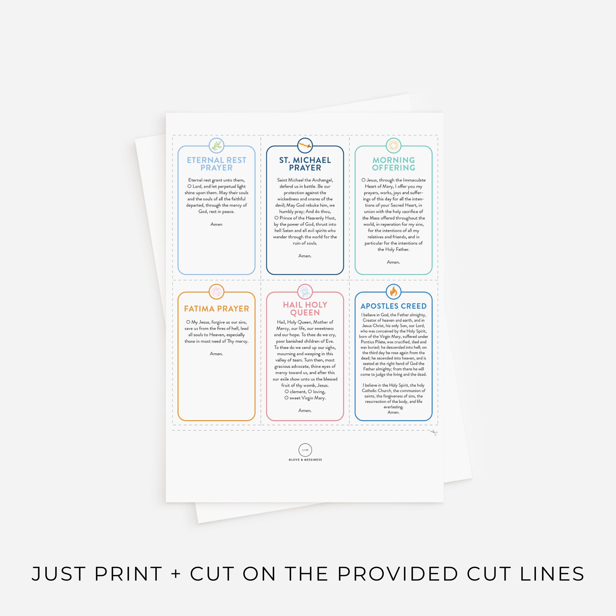 Children's Printable Prayer Card BUNDLE: Set of 12 Catholic Prayers ...