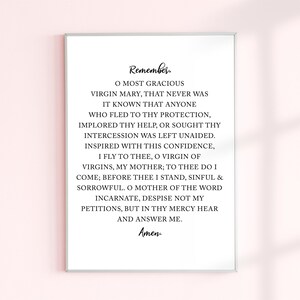 Memorare Prayer Printable -- Catholic Prayer, Blessed Virgin Mary ...