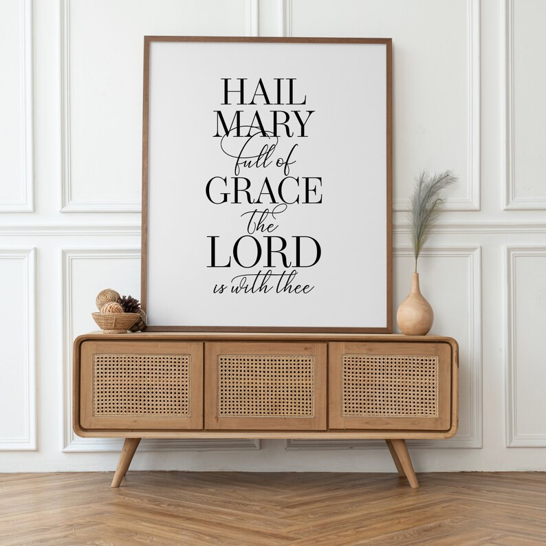 Hail Mary Prayer Printable Wall Art -- Catholic Home Decor, Hail Mary ...