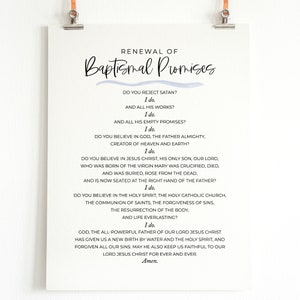 Baptism Printable Baptismal Promises, Baptism Renewal, Catholic Baptism ...