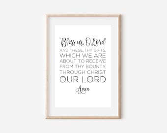 Bless Us O Lord Prayer Printable Wall Art Grace Before Meals Prayer ...