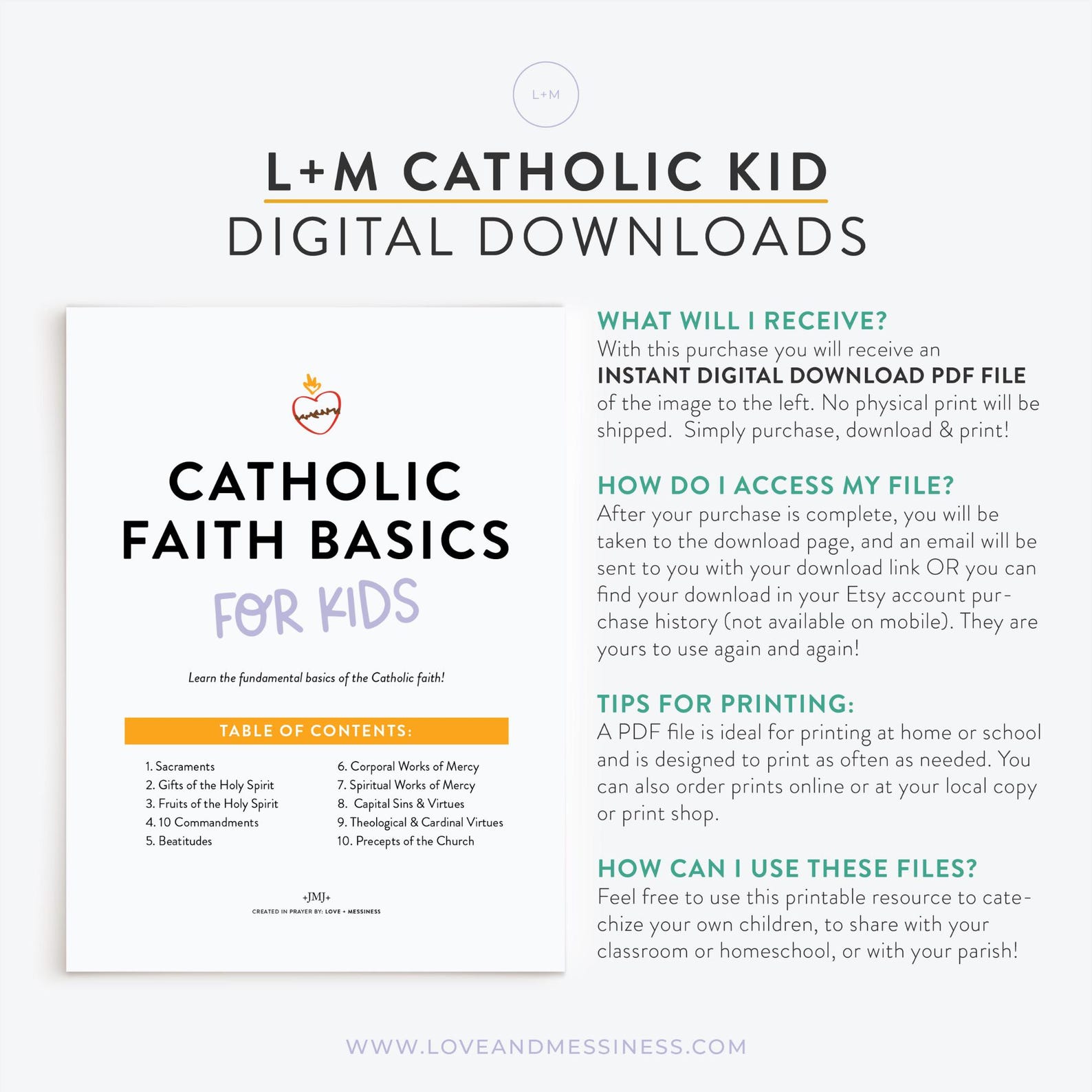 Catholic Kids Printable Faith Bundle -- Beginner Catholic Faith Basics ...