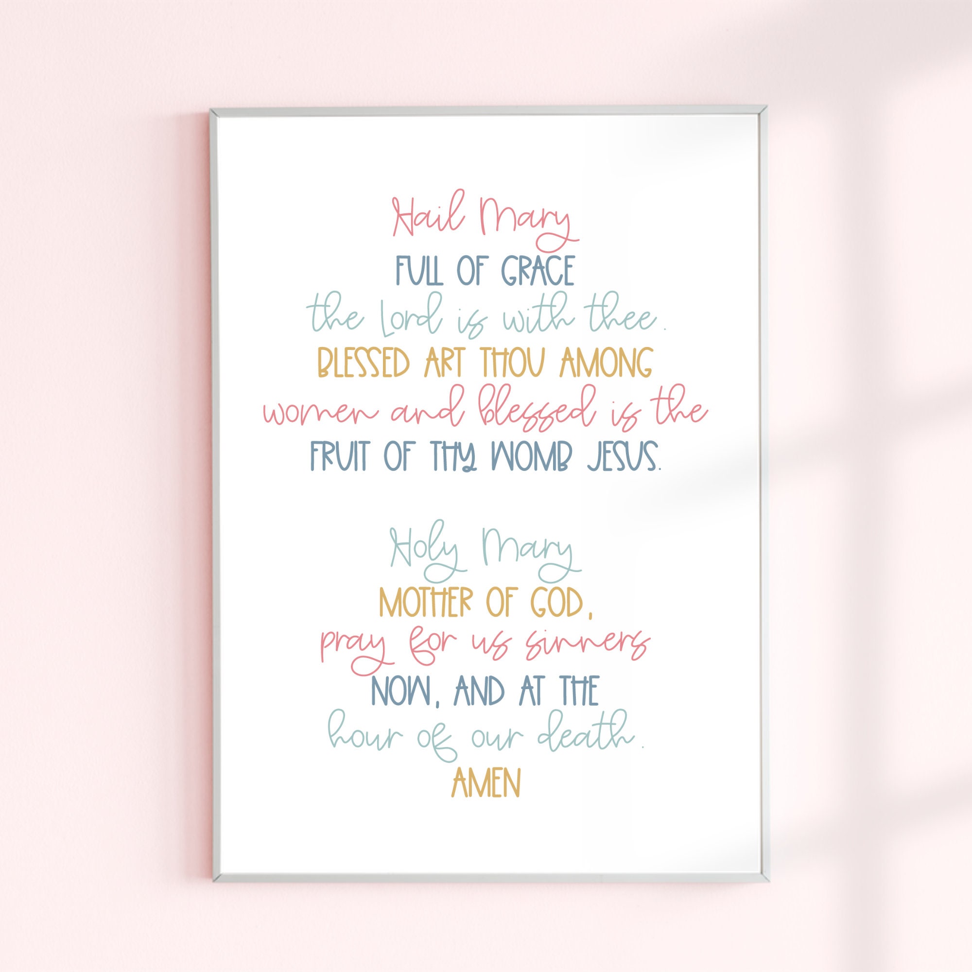 Hail Mary Printable Wall Art for Kids the Hail Mary Prayer - Etsy