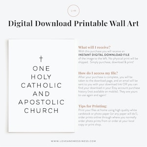 Nicene Creed Prayer Printable One Holy Catholic Mass Prayer Print ...