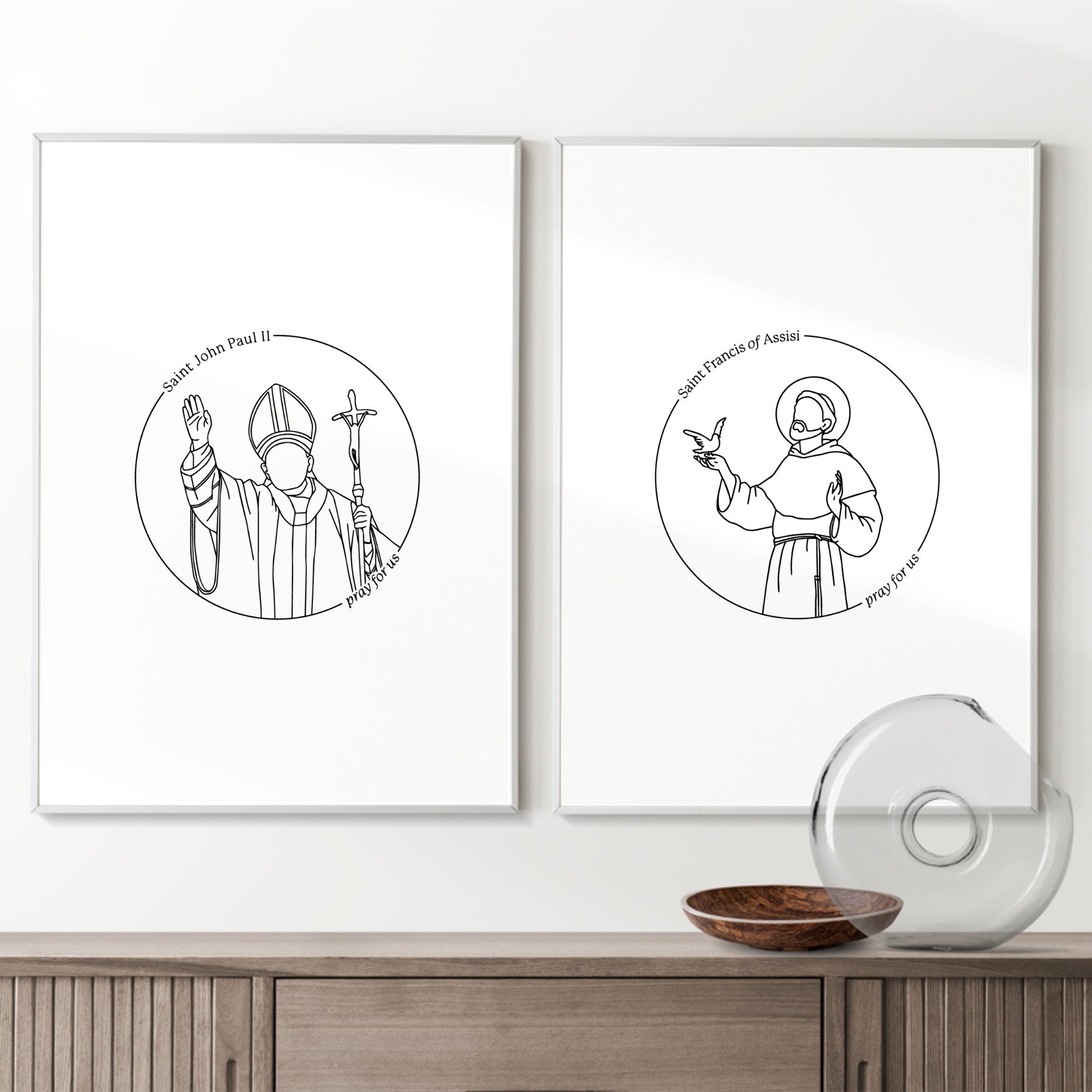St Francis of Assisi Printable Wall Art -- Catholic Saint Illustration ...