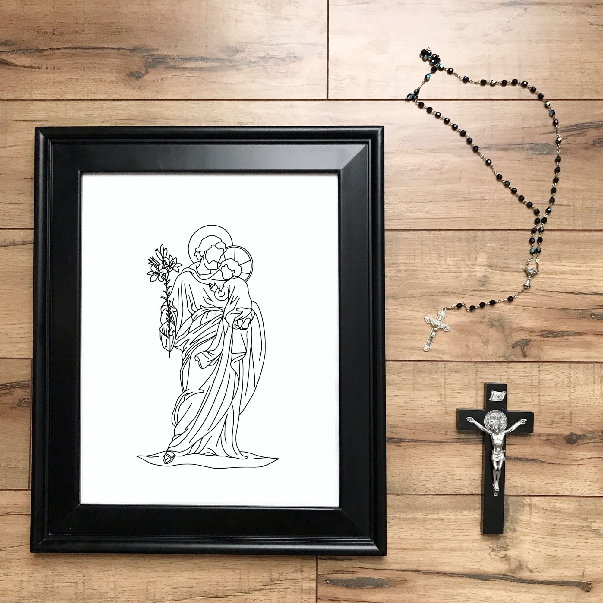 St. Joseph Printable Wall Art Saint Joseph with Jesus | Etsy