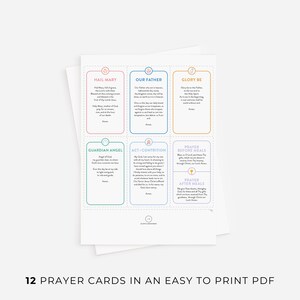 Children's Printable Prayer Card BUNDLE: Set of 12 Catholic Prayers ...