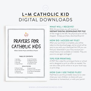 Prayers for Catholic Kids Printable Prayer Packet -- Beginner Catholic ...