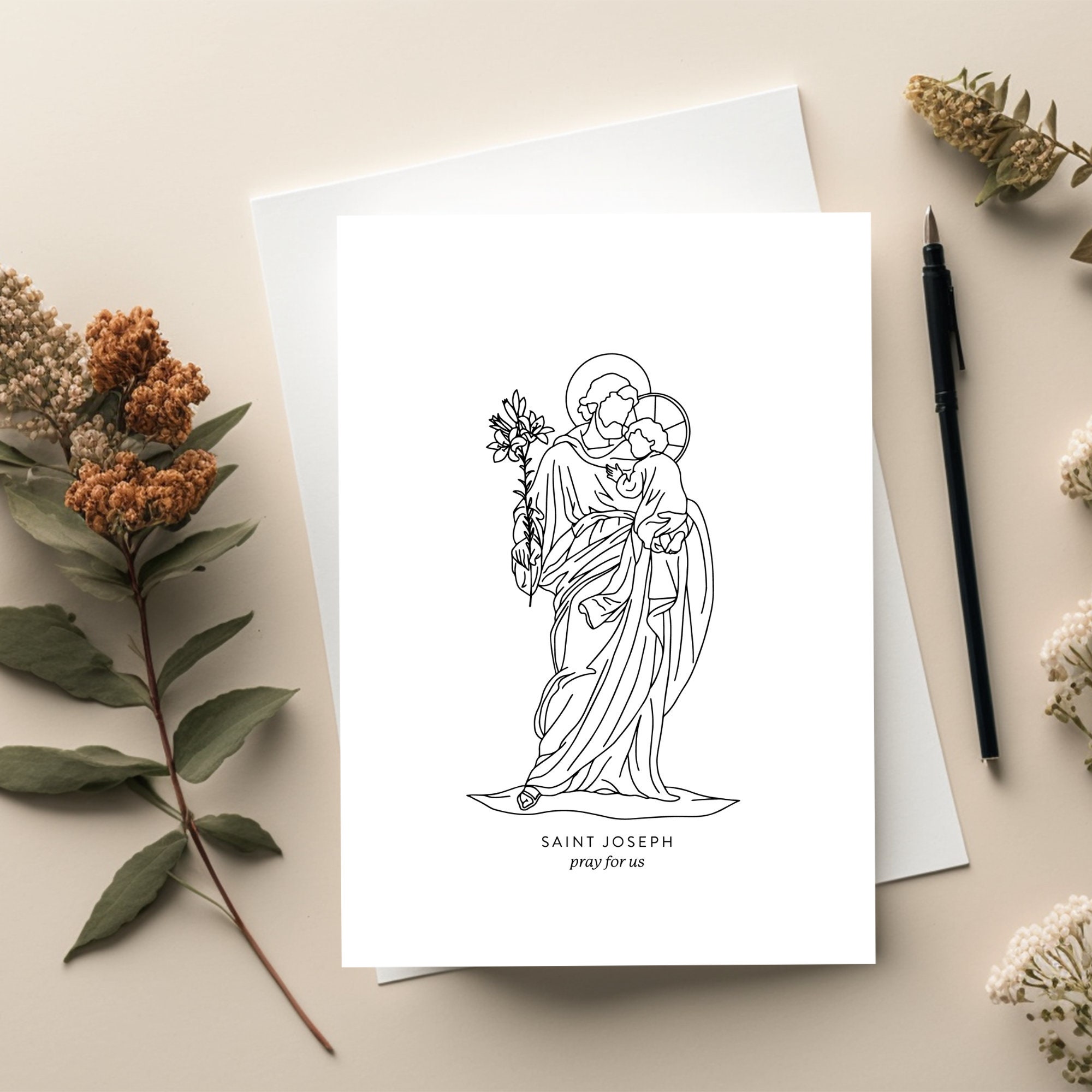 St Joseph Greeting Card – Catholic Printable, Father's Day Card ...