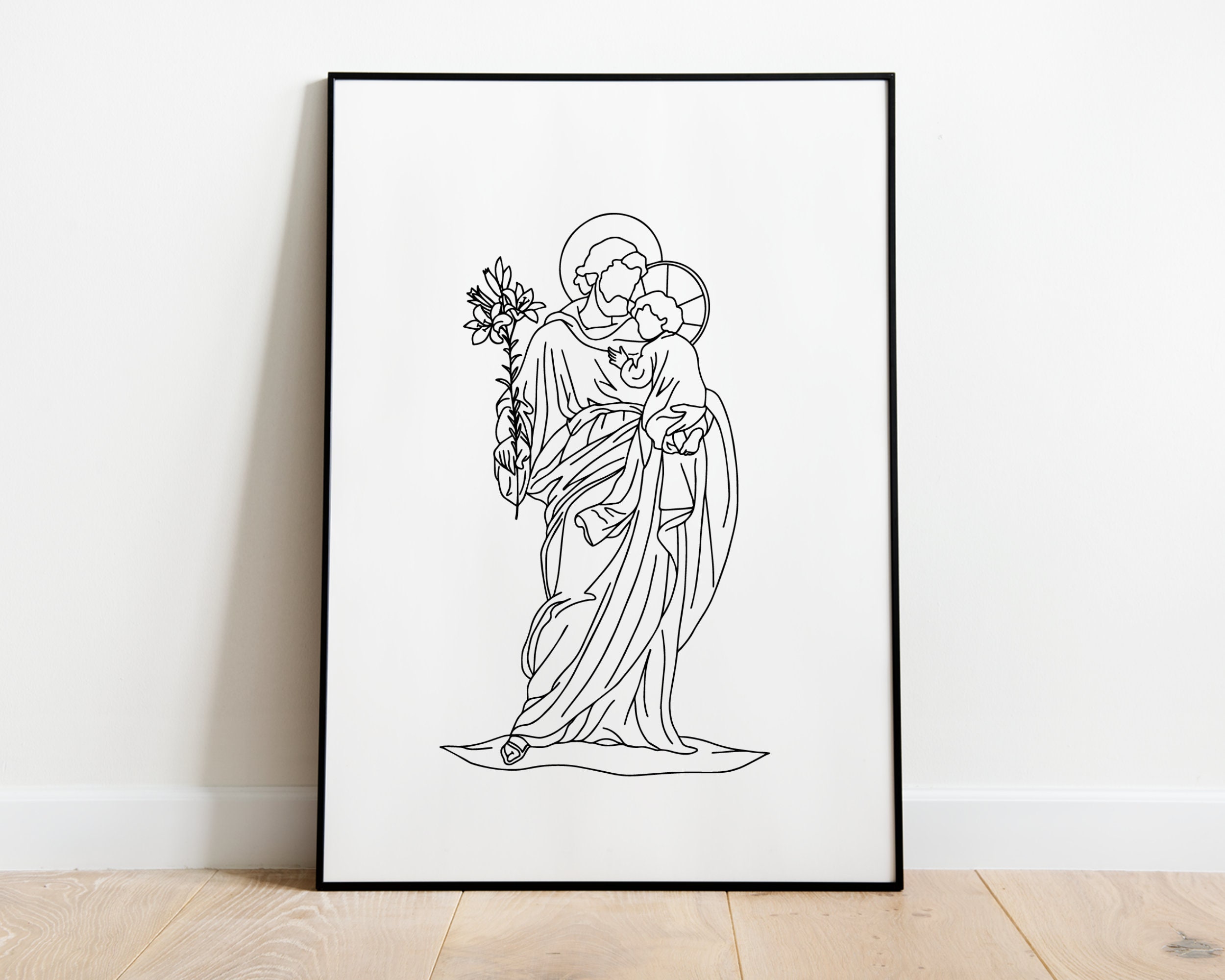 St. Joseph Printable Wall Art Saint Joseph with Jesus | Etsy