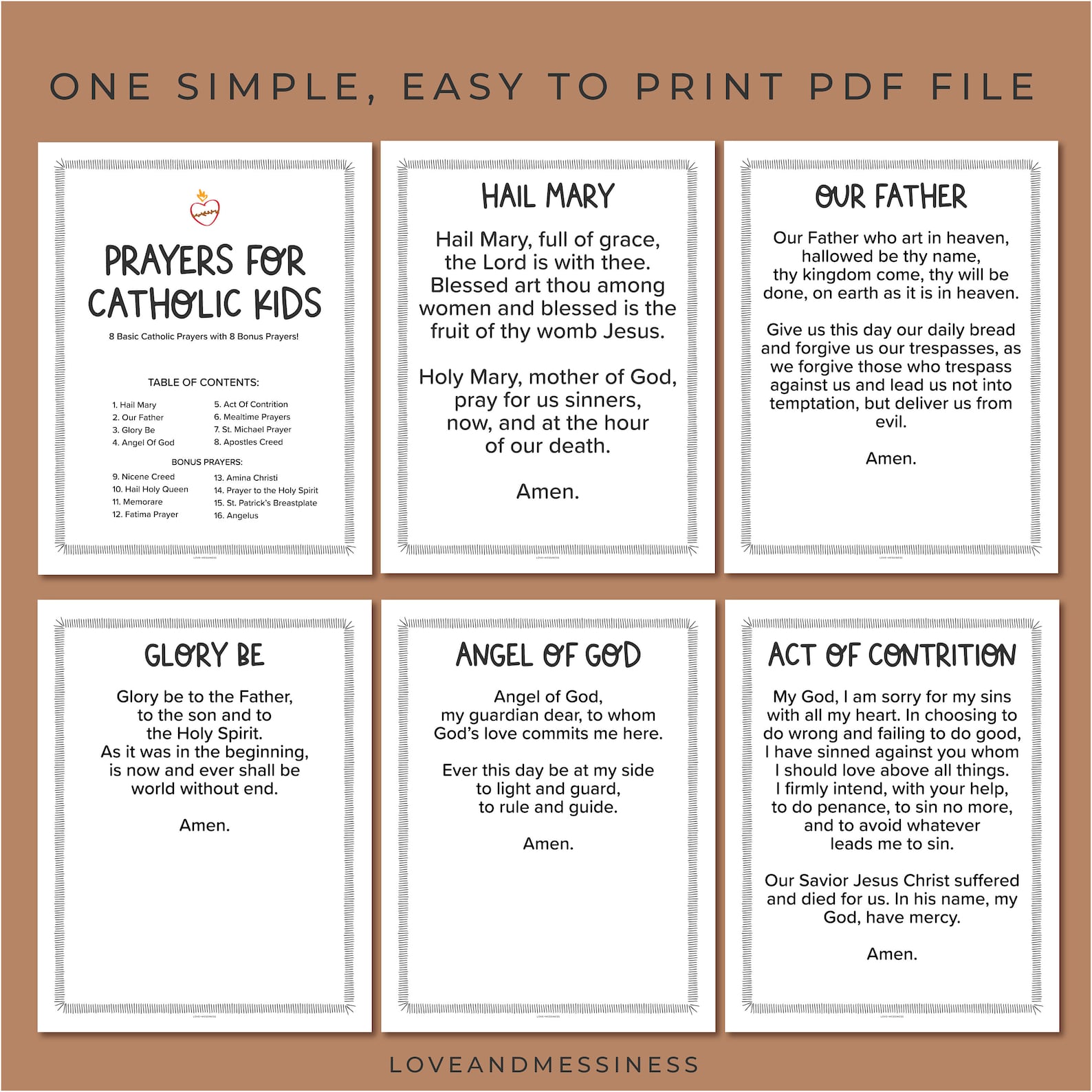 Prayers for Catholic Kids Printable Prayer Packet Beginner Catholic ...