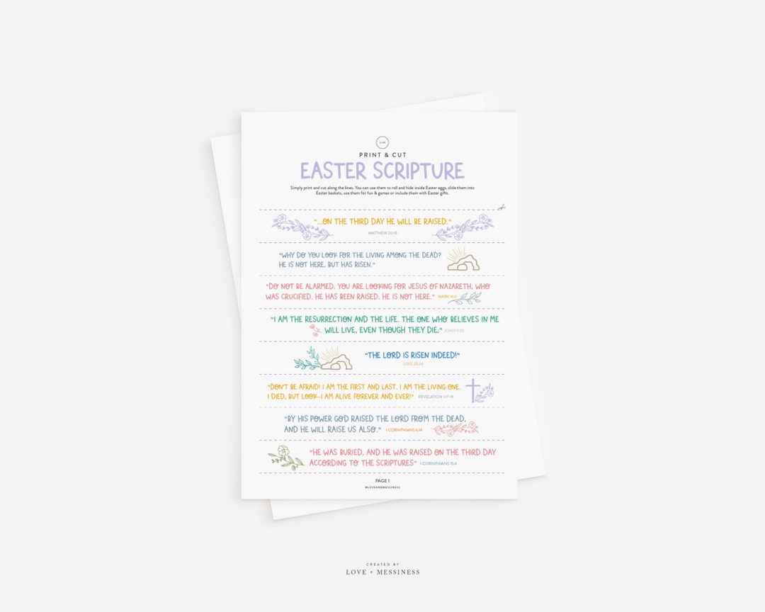Easter Scripture Printable : Easter Bible Verses for Kids, Printable ...